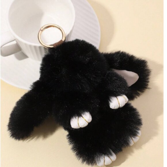 Accessories | Soft Plush Black Bunny Keychain Bag Charm | Poshmark